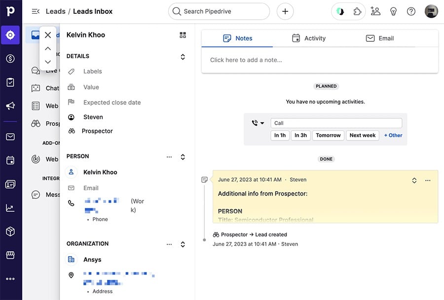 Prospector - Knowledge Base | Pipedrive